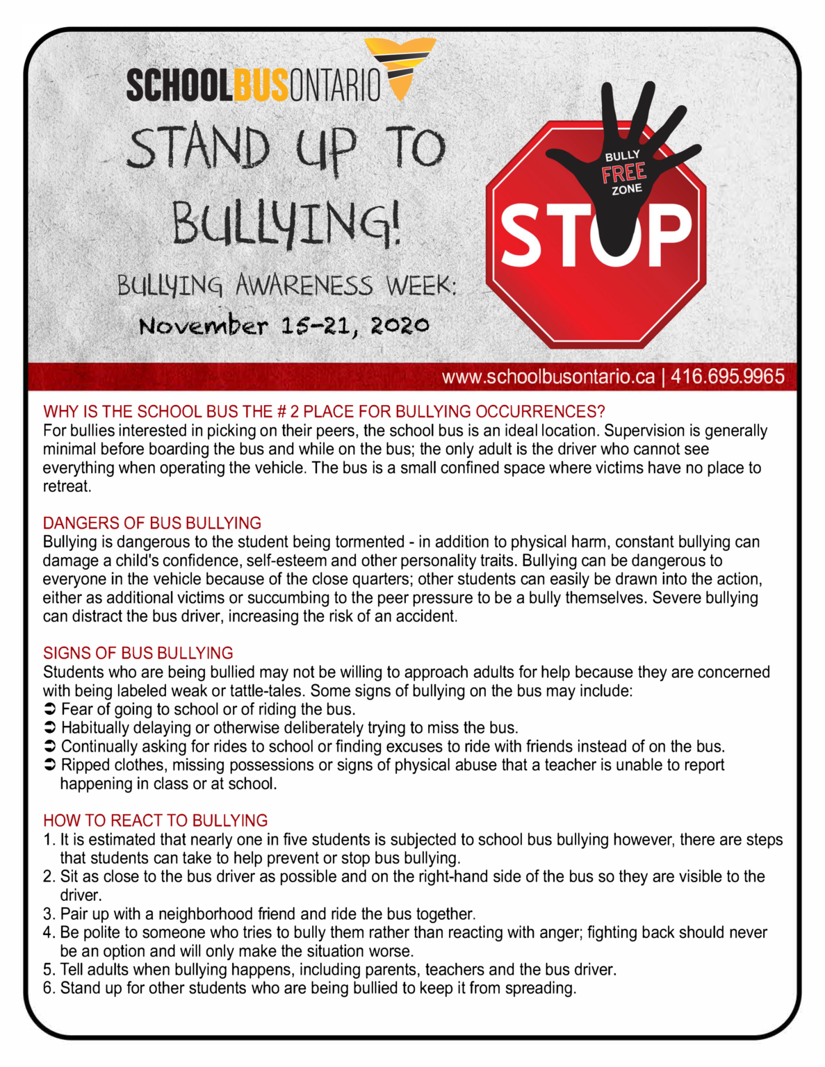 Bullying Awareness and Prevention Week – Nov 15 – 21, 2020 – School Bus ...